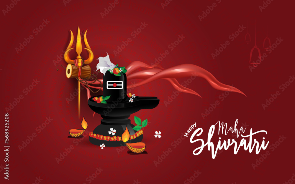 Happy Maha Shivratri Festival Background Template with Shivling Stock ...