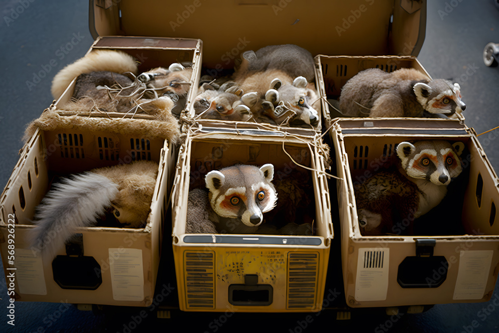 Smuggling exotic mammals in boxes hidden in hiding places, tortured ...