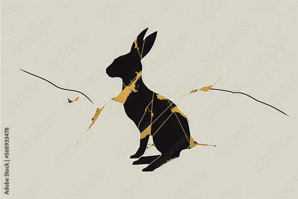 Minimalist Kintsugi Rabbit Background Texture - Kintsugi Animals ...