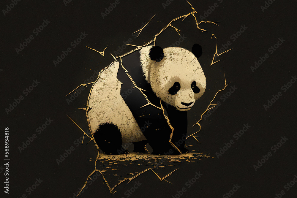 Minimalist Kintsugi Panda Background Texture - Kintsugi Animals ...