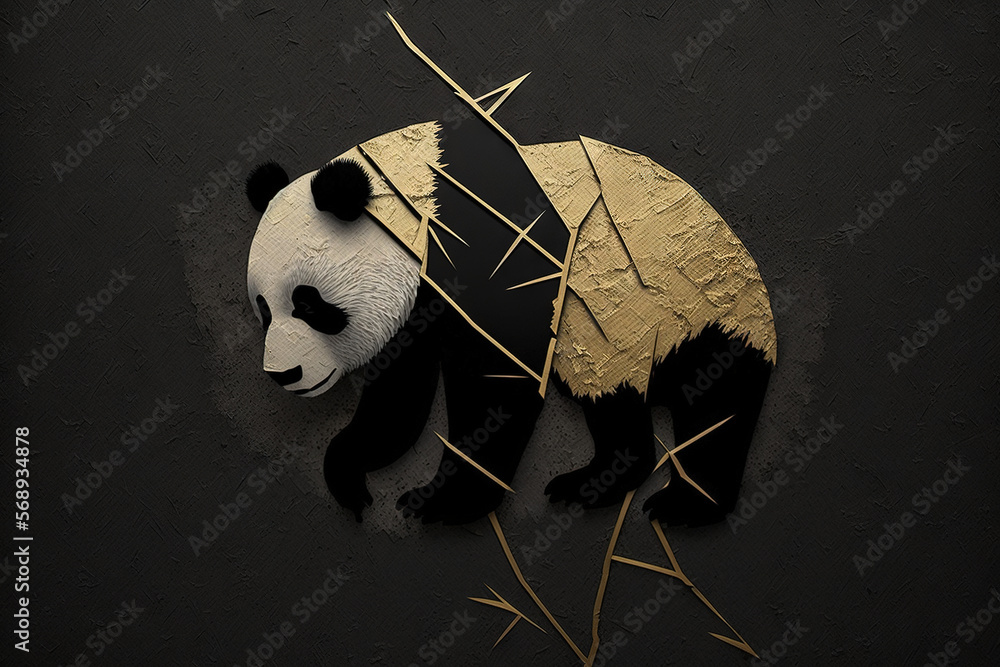 Minimalist Kintsugi Panda Background Texture - Kintsugi Animals ...