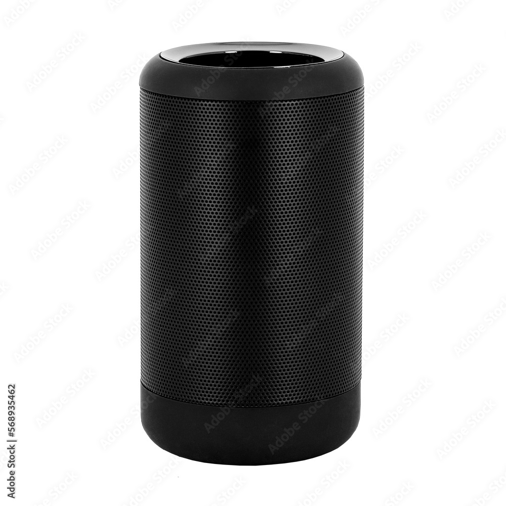 Black bluetooth speaker isolated on white background. Portable speaker ...