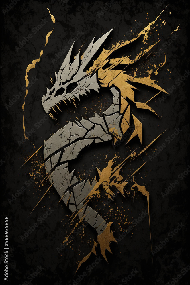 Minimalist Kintsugi Dragon Background Texture - Kintsugi Animals ...