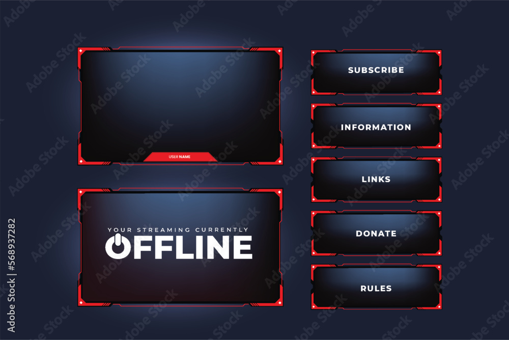 Simple broadcast frame design with red color and dark background ...