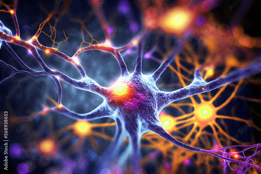 Naklejka Diseño de la actividad neuronal en el cerebro. Estimulación ...