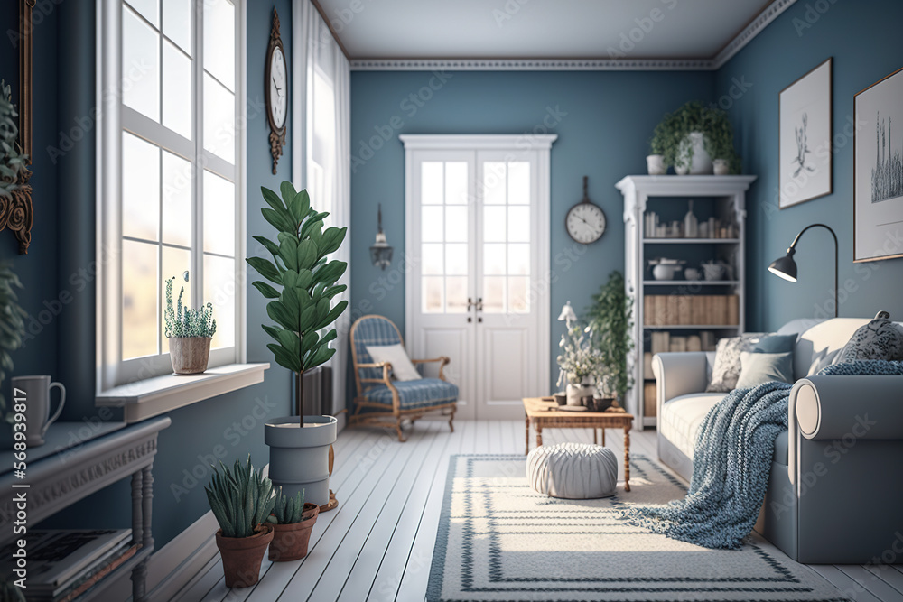 Housing interior modern house white blue gold style - Housing Interior ...