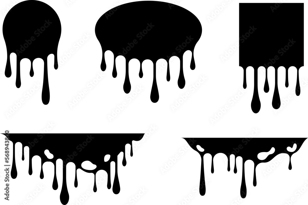 Dripping liquid design elements. Vector isolated frames and borders ...