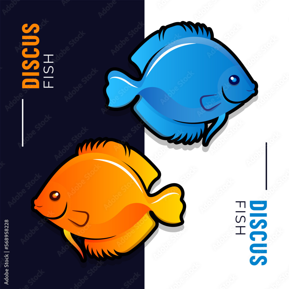 Discus fish vector illustration with gradient color Stock Vector ...