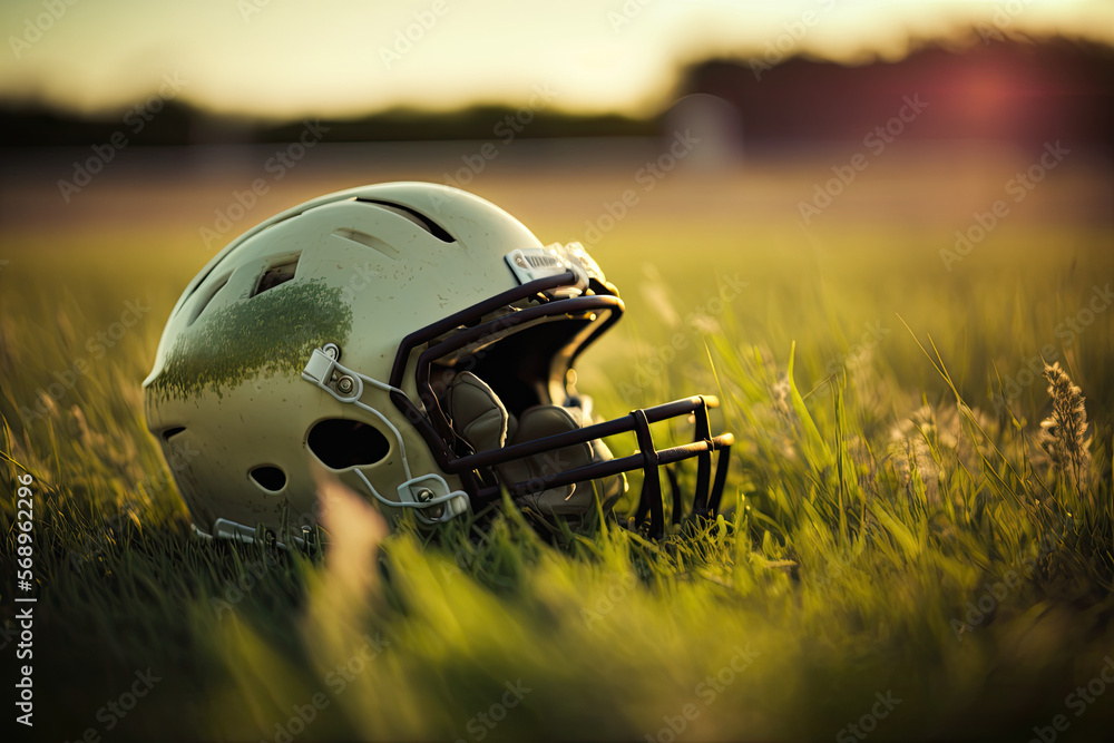 Football Field With Helmet