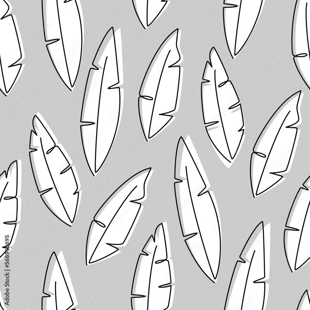 White feathers icon seamless pattern vector. Continuous one line ...