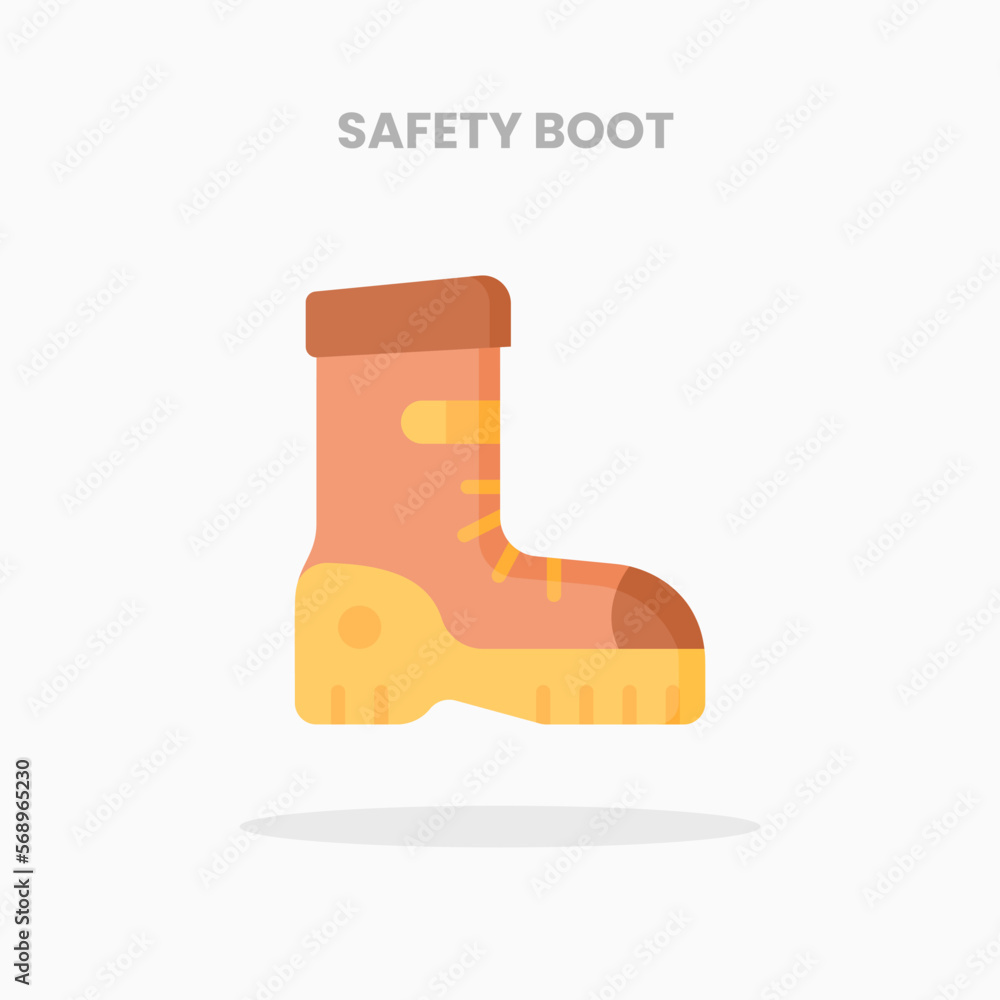 Safety Boot icon flat. Vector illustration on white background. Can ...
