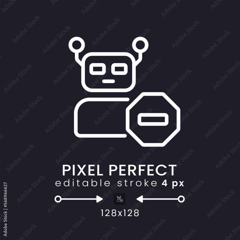 Advanced bot protection white linear desktop icon on black. Machine ...