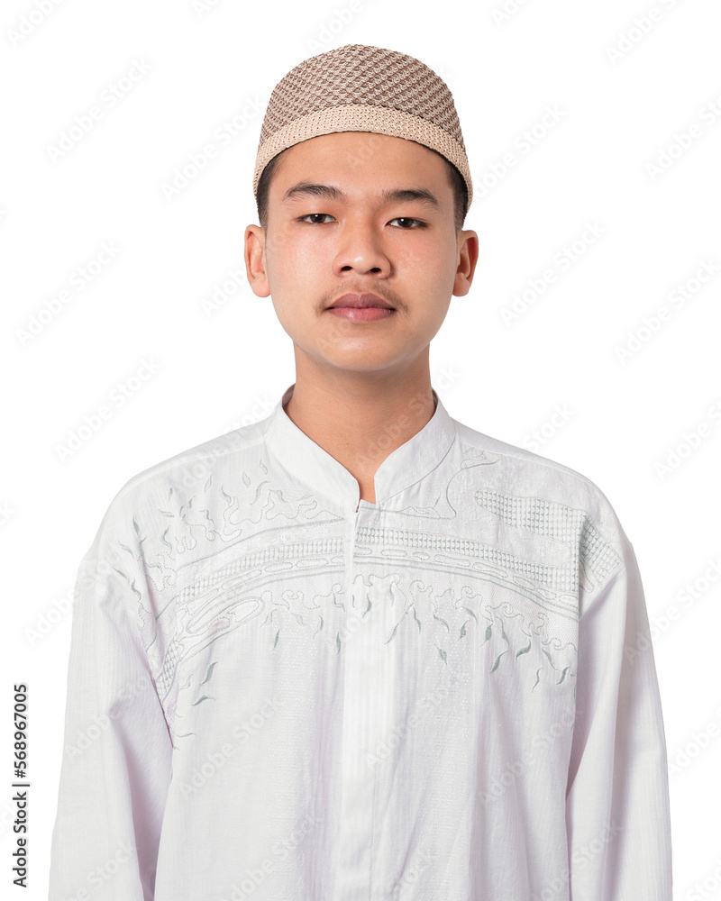 Smiling Asian muslim man happy celebrating Ramadan and Eid Al-Fitr ...