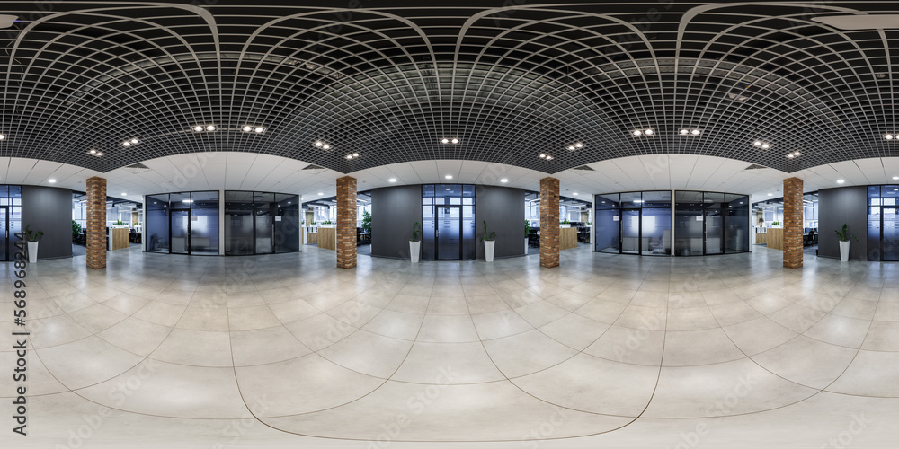 full seamless spherical hdri 360 panorama in interior empty square in ...