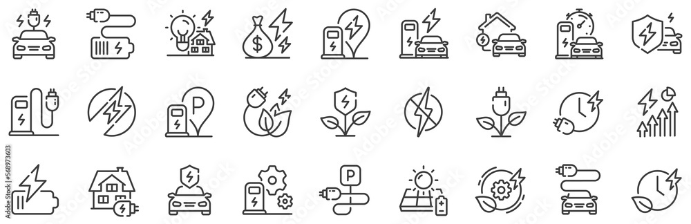 Charge station, Ev parking and Battery charger set. Electric car ...