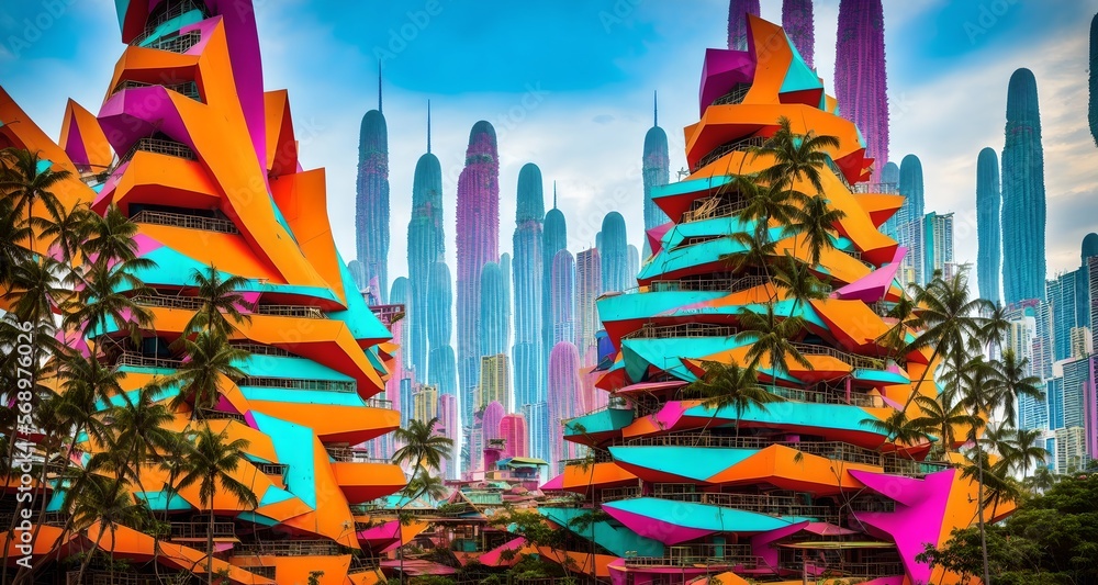 Megalopolis thailand thai mega city future with huge skyline of ...