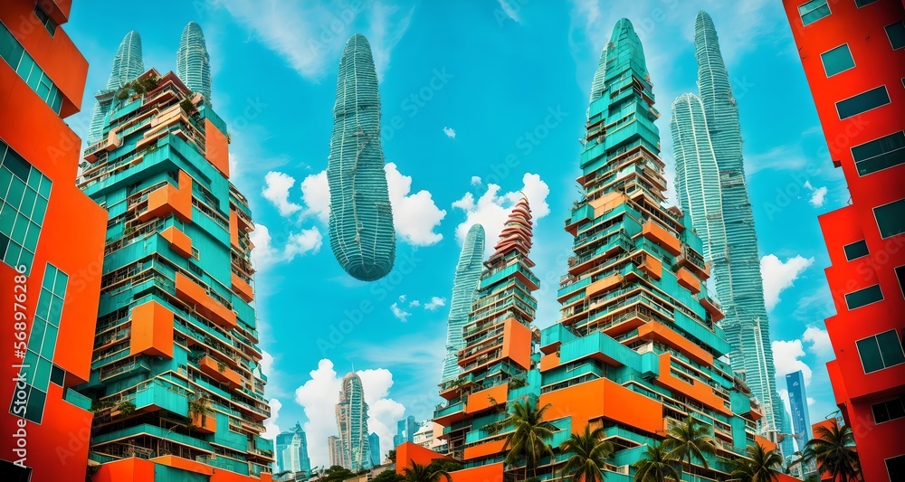 Megalopolis thailand thai mega city future with huge skyline of ...