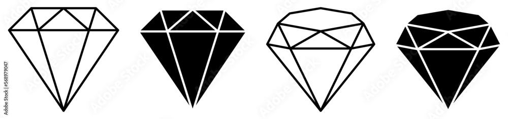 Diamond gem icons. Brilliant symbol. Design can use for web and mobile ...