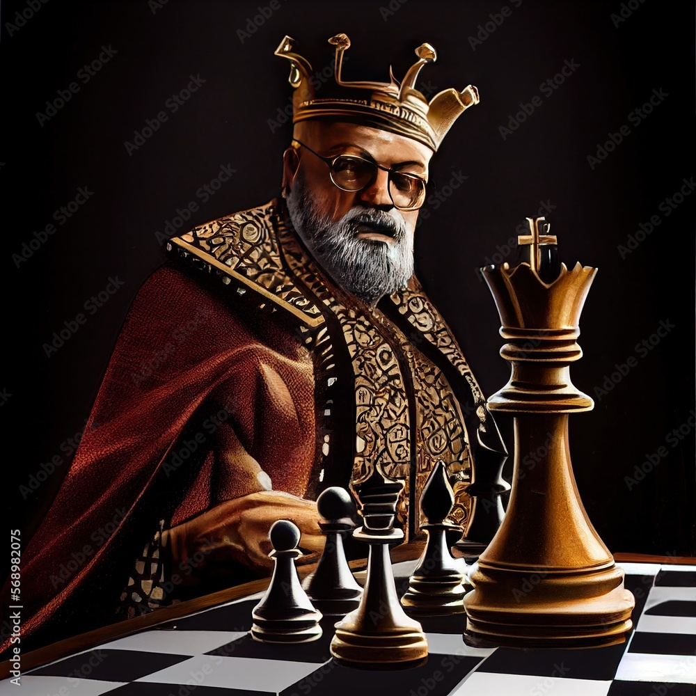 King of kingdom with king chess standing first on chess board concepts ...