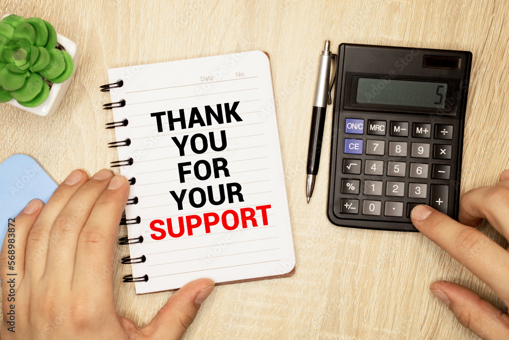 Man Hand writing Thank you For Your Support with black marker on visual ...