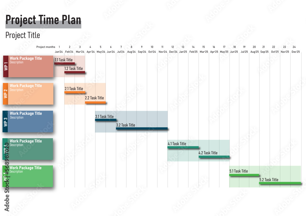 Gantt Chart Template (months or weeks) Stock Vector | Adobe Stock