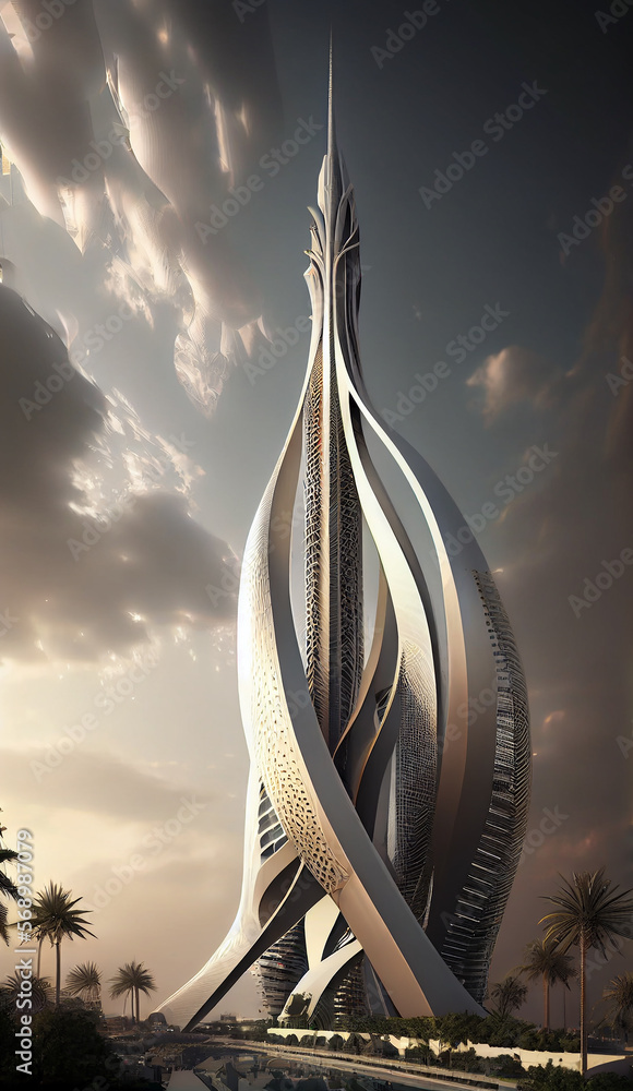 Imaginative tallest building in the world. generative AI Stock ...