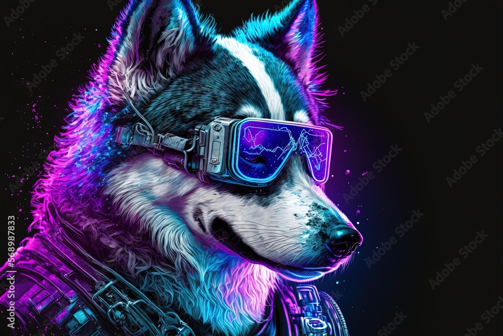 Futuristic husky A cyberpunk husky anime dog in a gorgeous digital ...