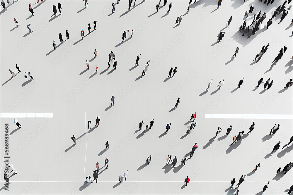 Aerial view of a crowd in the middle of the street, perfect for ...