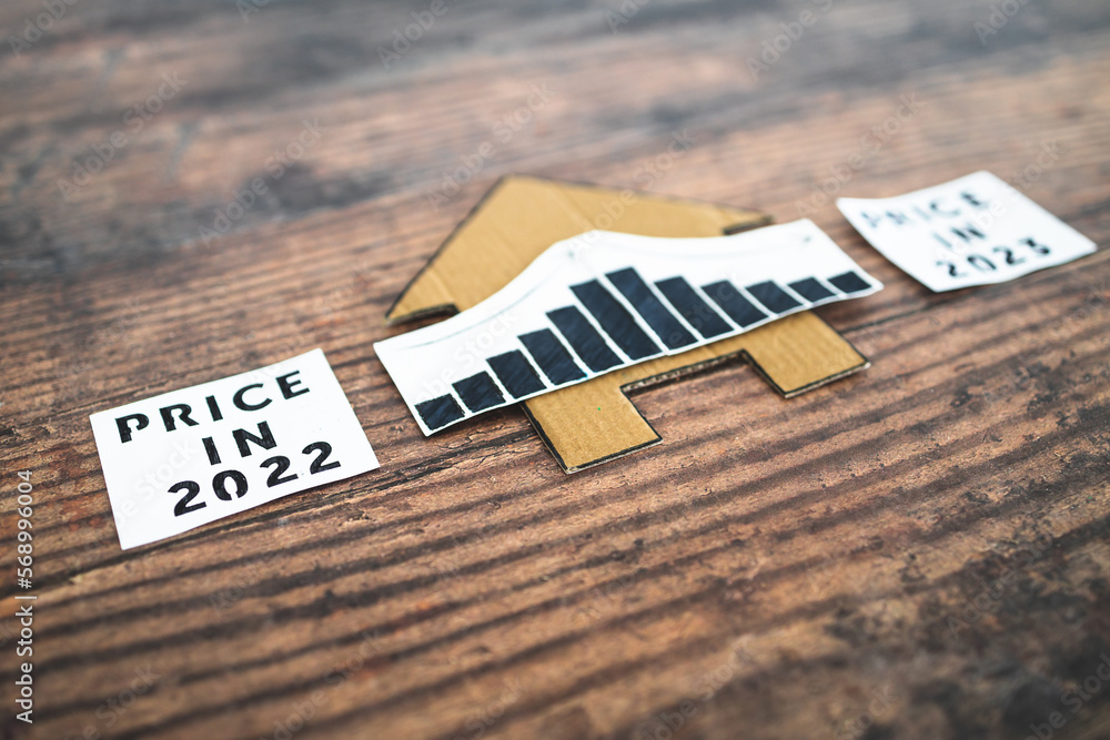 property prices and real estate affordability concept, cardboard house ...