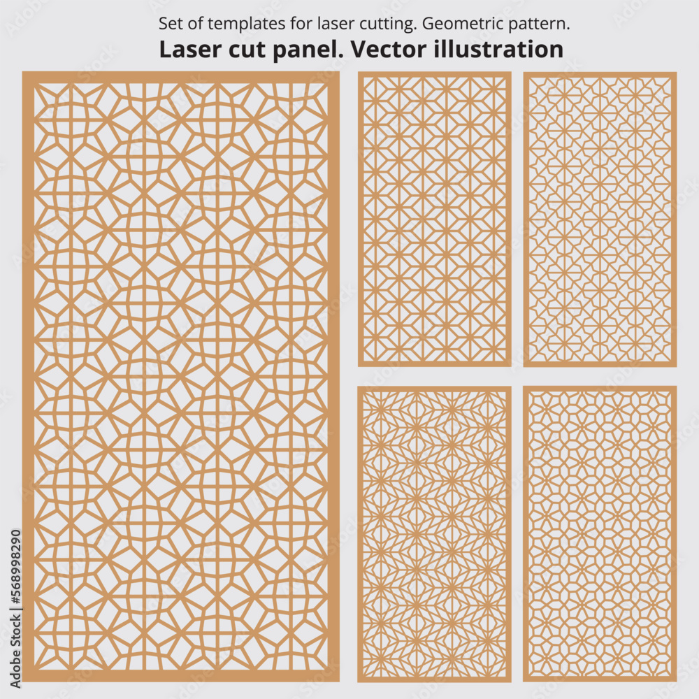 Set of templates for laser cutting. Geometric pattern. Laser cut panel ...