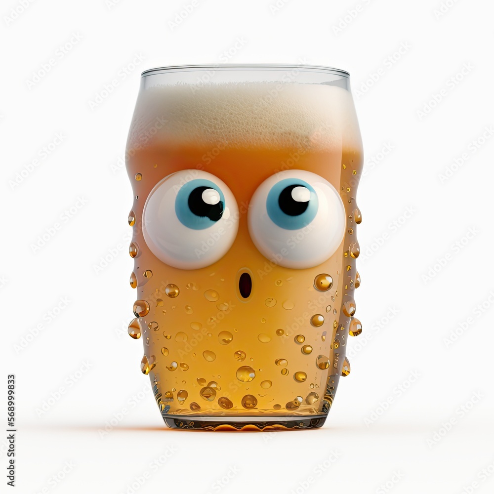 Cute Cartoon Beer Character on a White Background (Created with ...