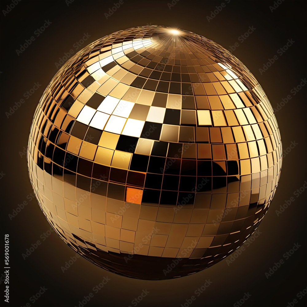 Golden disco mirror ball, ball, disco, sphere, mirror, party, globe ...