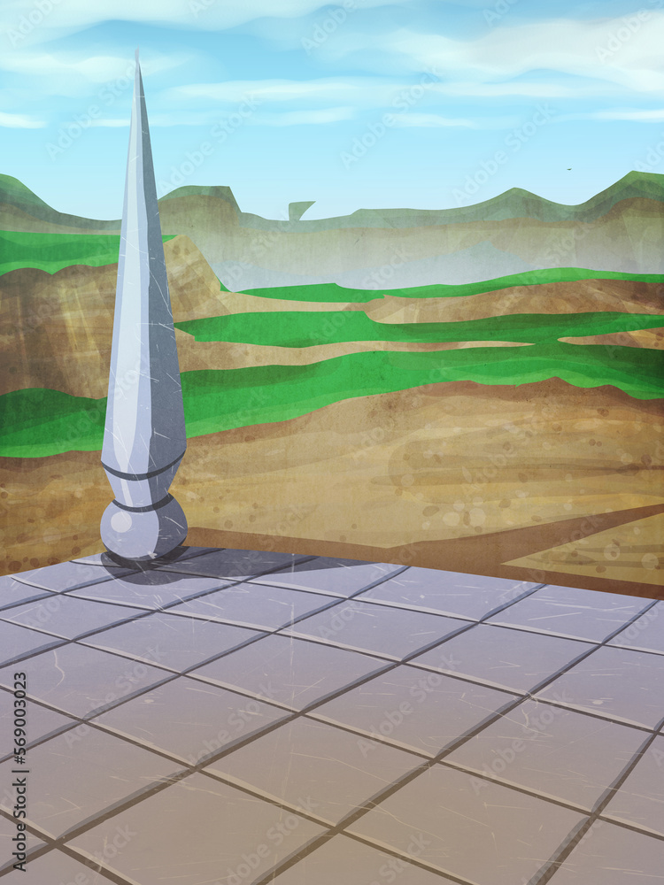 Outdoor Arena with Stone Column and Tiles Illustration Concept Art ...