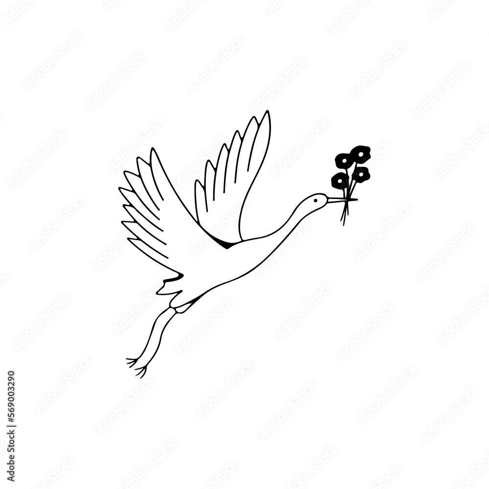 vector illustration of a bird eating a flower Stock Vector | Adobe Stock