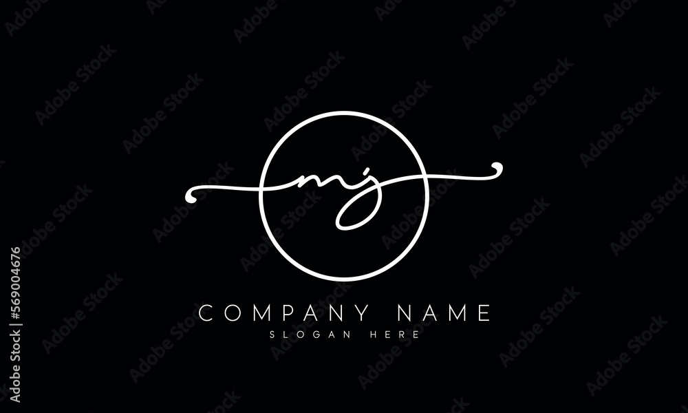handwriting letter mj logo design vector template. Stock Vector | Adobe ...