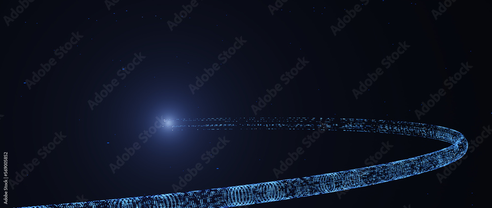 3d illustration Glowing fiber optic cable. Information and data flows ...