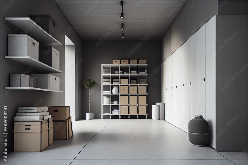 Storage Room often features a neutral color palette, Minimalist Storage ...