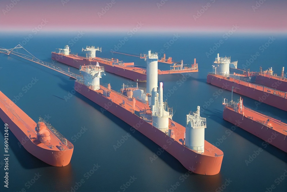 Aerial drone top down ultra wide panoramic photo of LNG (Liquified ...