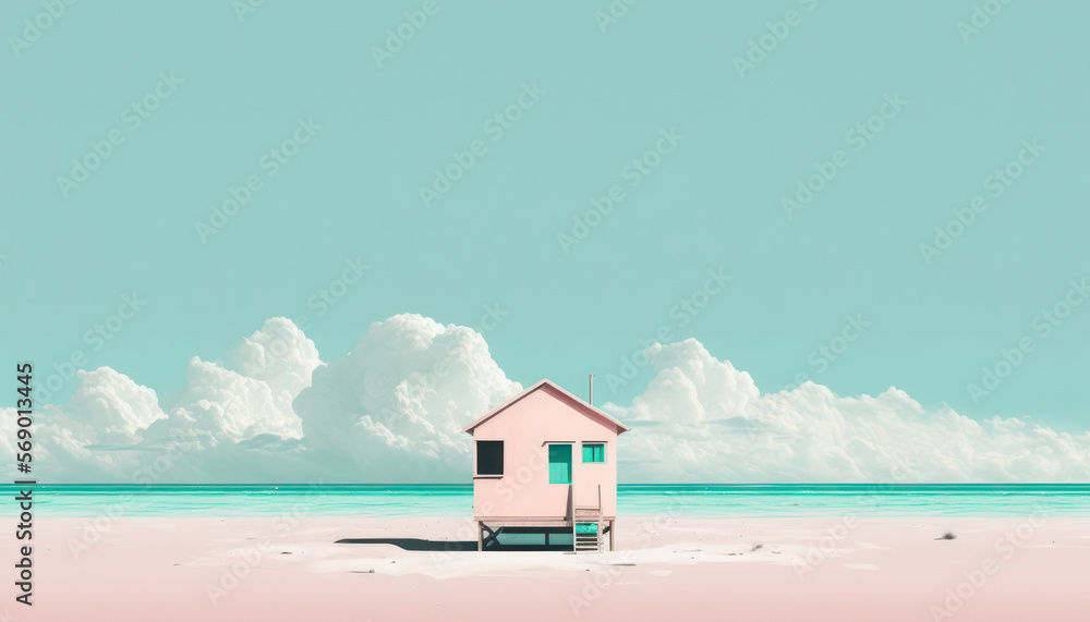 Pastel colors of tropical beach drawing background. Summer holiday and ...