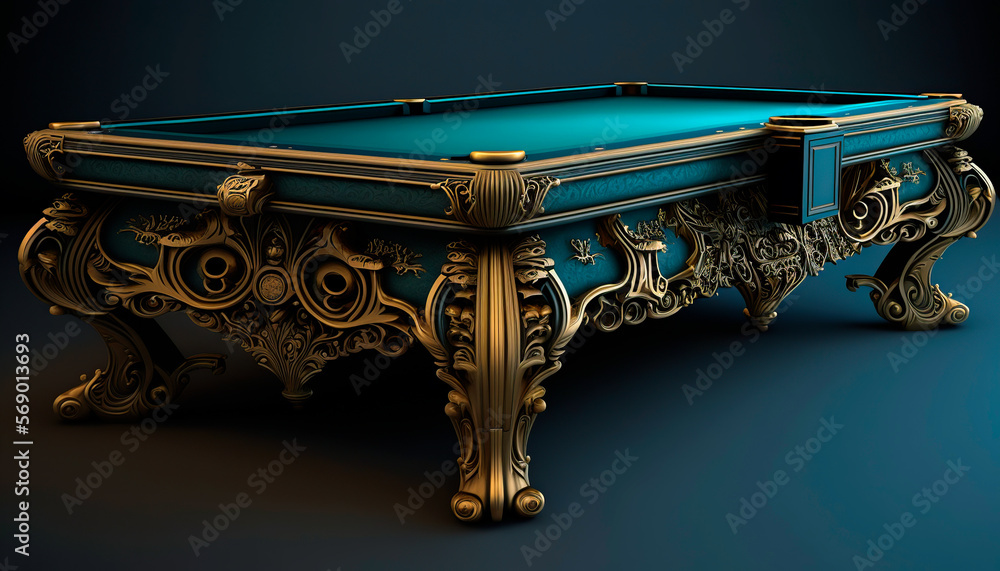 Luxury imperial pool table with gold decoration created with Generative ...