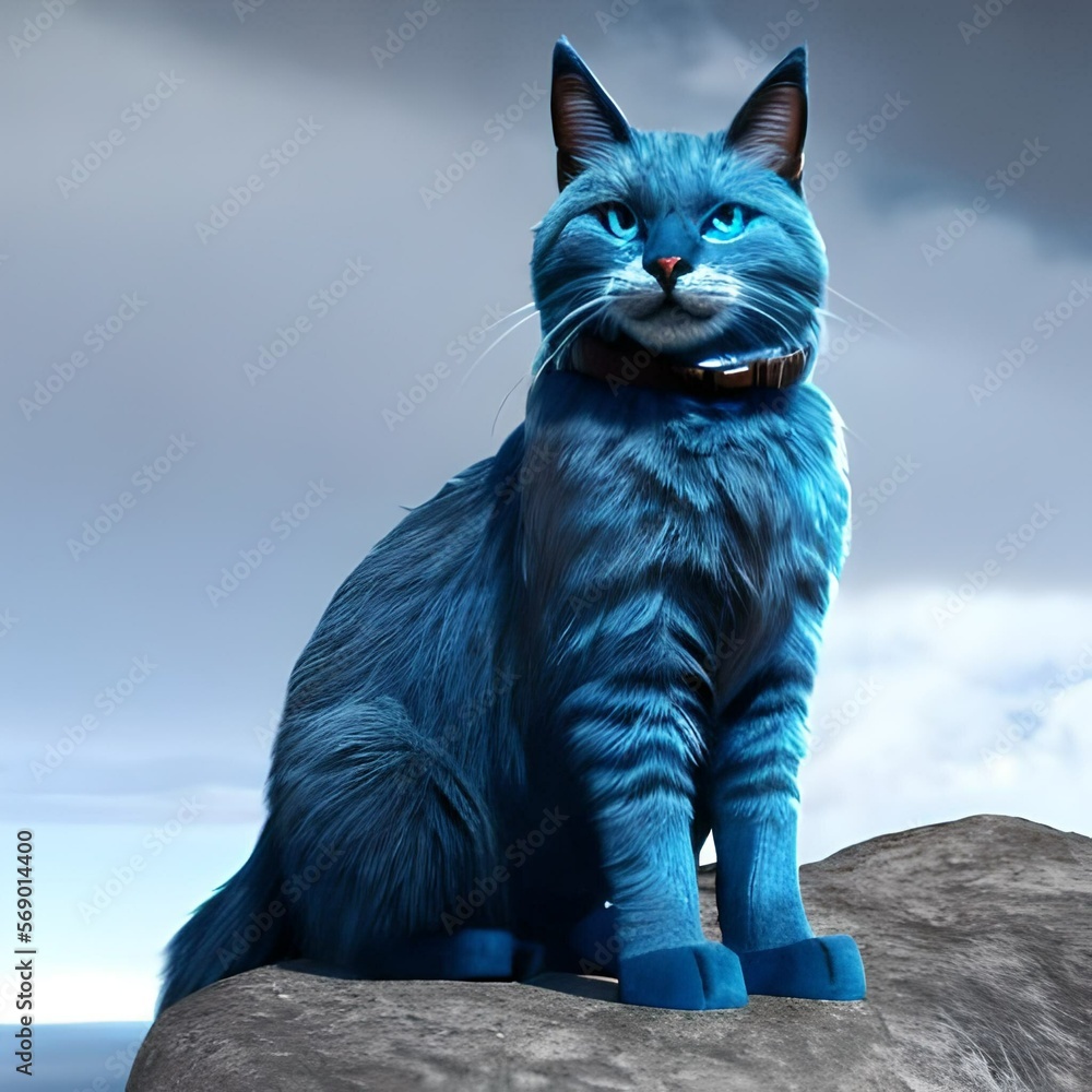 An AI-created blue cat is a feline with a blue coat color generated ...