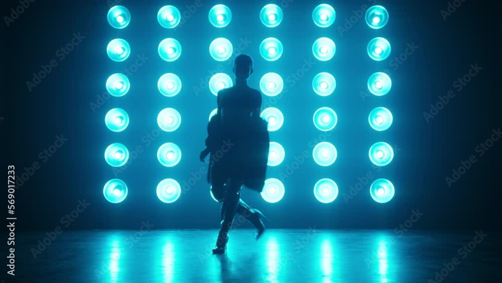 Professional Female Dancer Silhouette Performing Modern Dance Routine ...