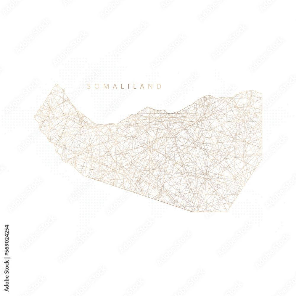 Low poly map of Somaliland. Gold polygonal wireframe. Glittering vector ...