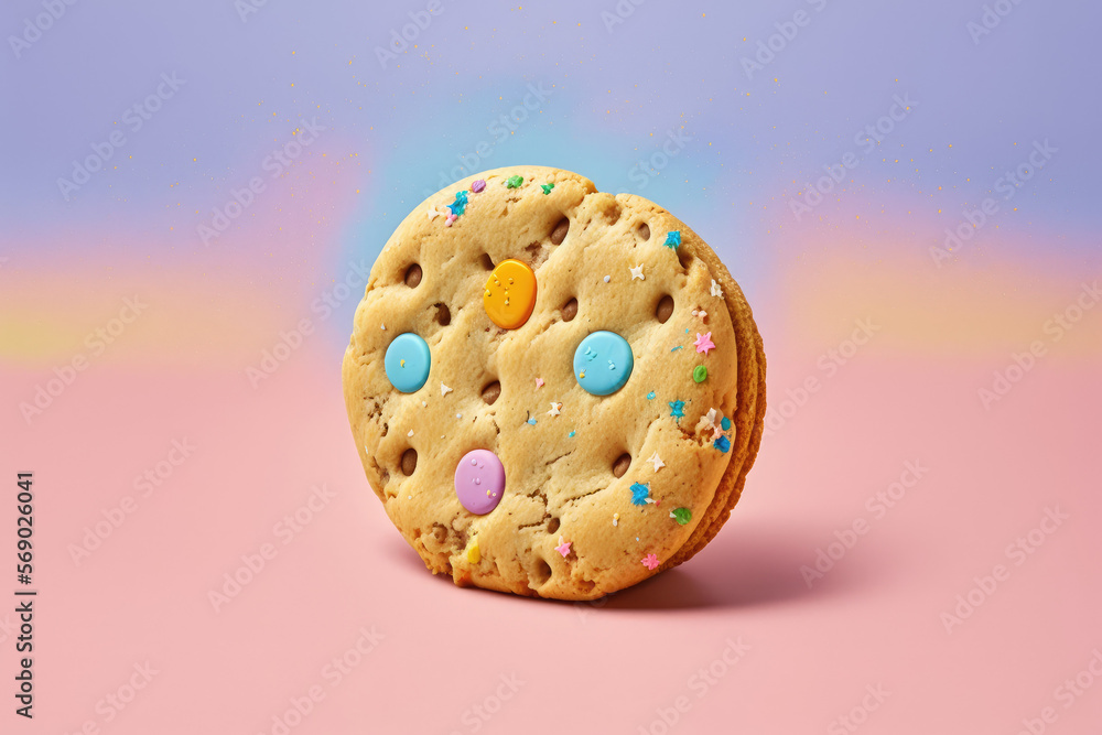 3d cookie illustration with a pastel backdrop made by generative ai ...