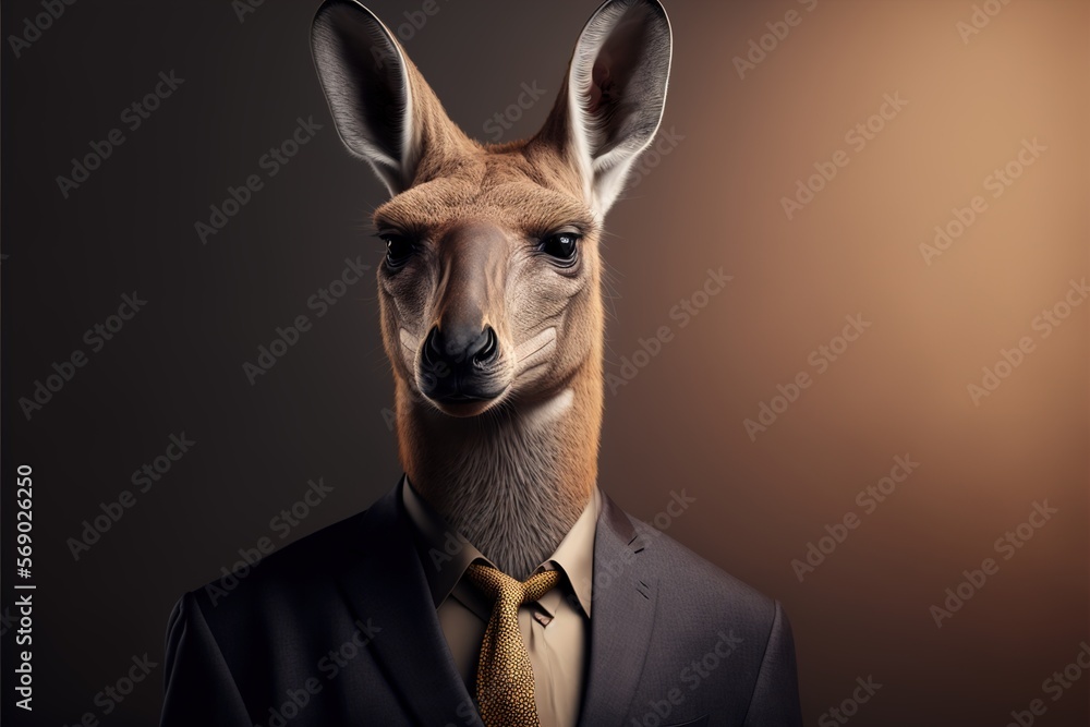 Kangaroo, animal in suit, isolated, business, personality type, animal ...