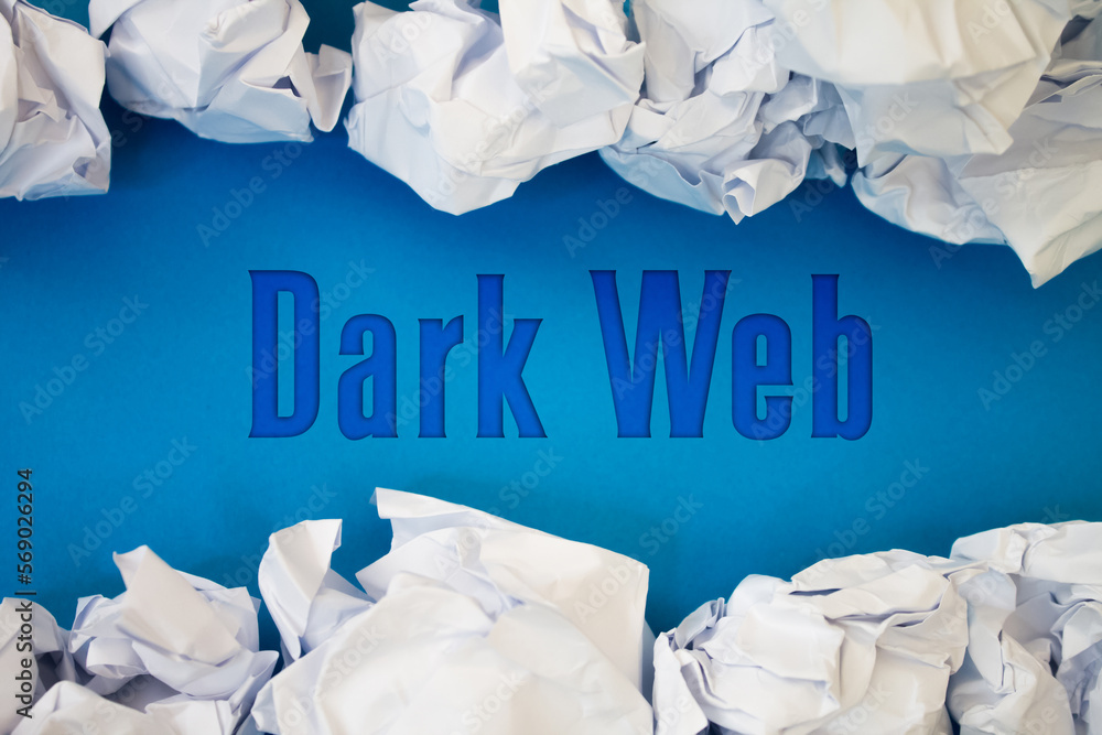Dark Web text with Torn, Crumpled White Paper on colored background ...