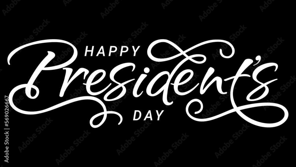 Happy president day greeting animation text, white lettering motion ...
