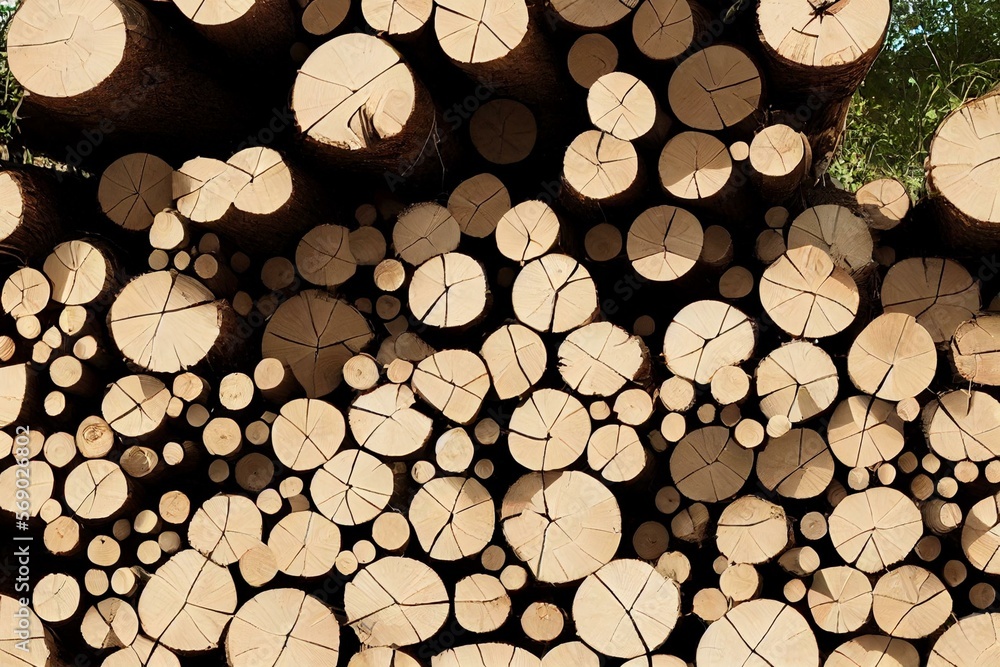 Pile of wood logs for build Furniture production, sew natural wood ...