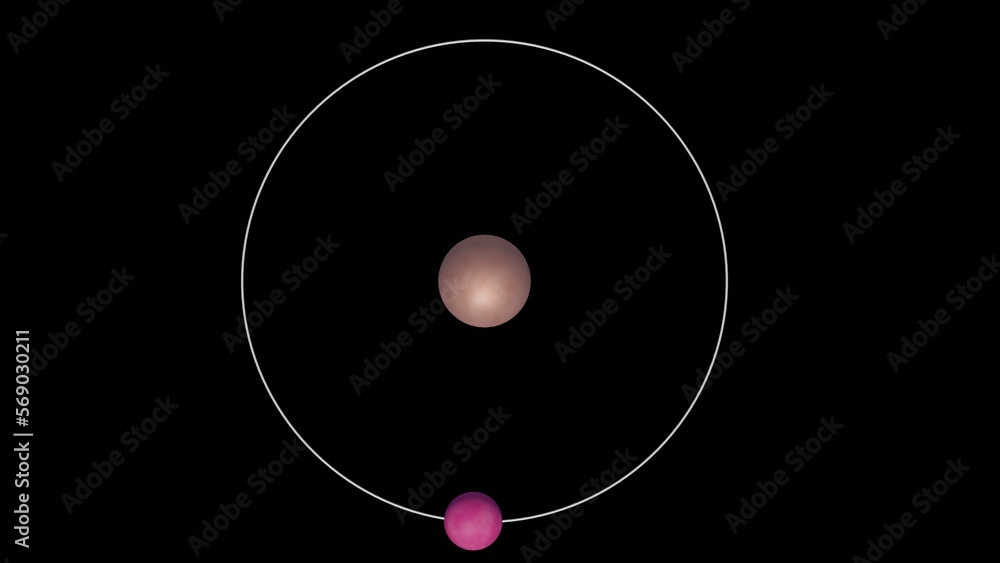 Ball orbiting sphere. Object revolving around a center mass and ...