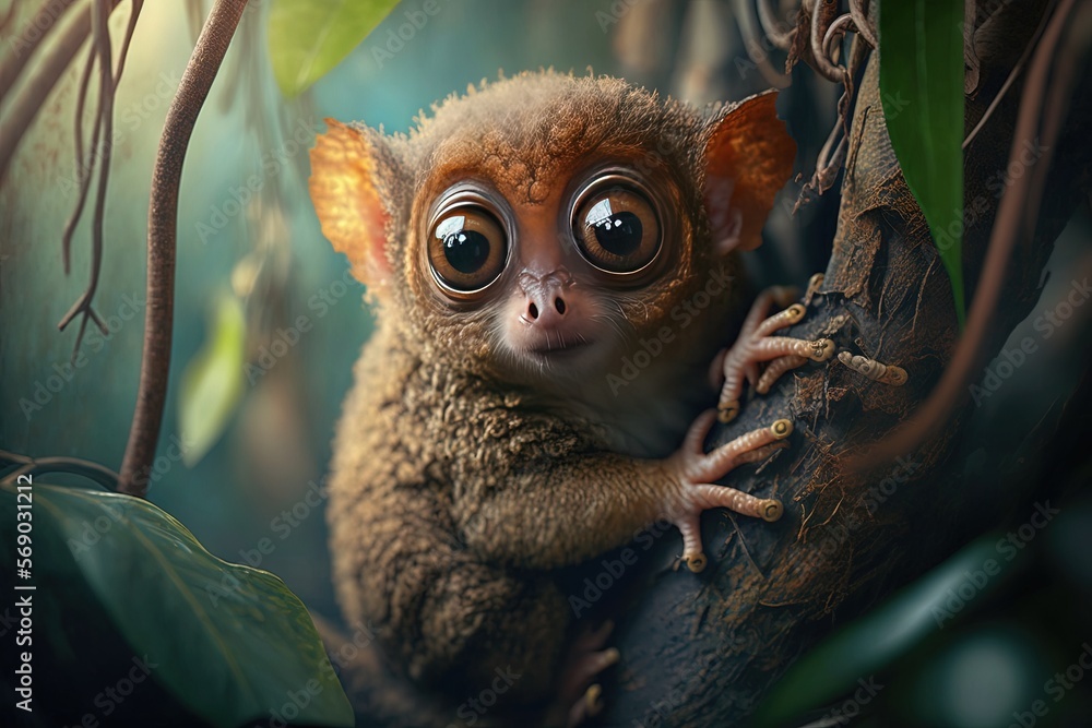 Philippine Tarsier 2. Generative AI. Stock Illustration | Adobe Stock